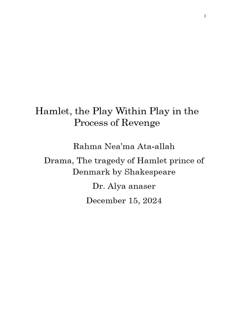 Hamlet^Lthe Play Within Play in the Process of Revenge^L (1) | PDF | Hamlet