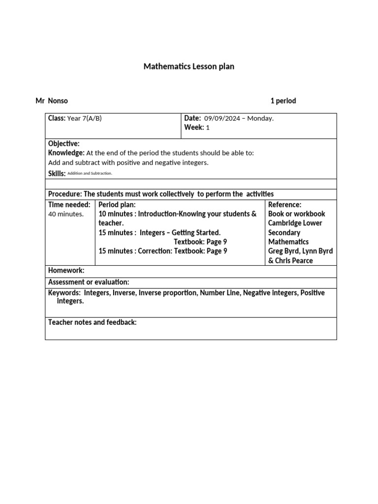 Yr. 7 LP Math - Term 1 Week 1 2023 | PDF | Integer | Multiplication