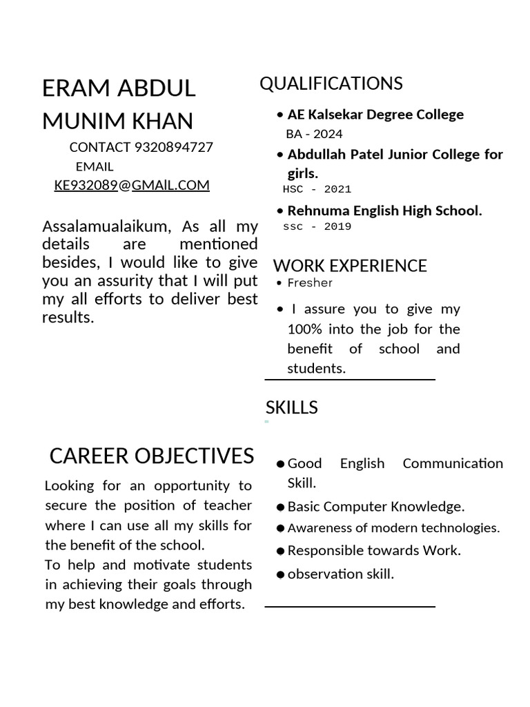 Eram Abdul: Munim Khan | PDF