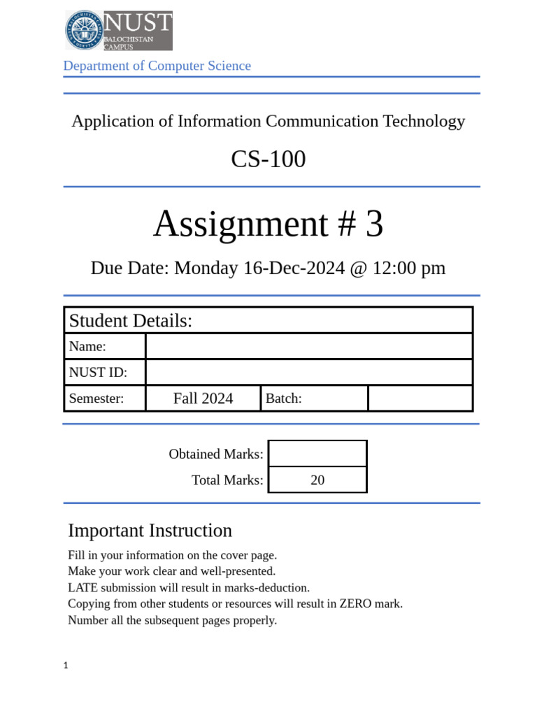 Assignment 03 Application of ICT | PDF