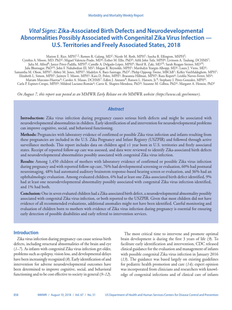 Vital Signs Zika-Associated Birth Defects and Neurodevelopmental | PDF ... Vital Signs Zika-Associated Birth Defects and Neurodevelopmental | PDF ...