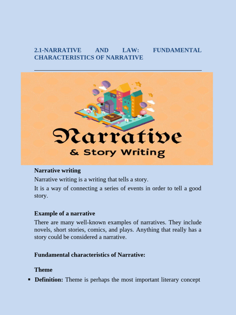 2.1 Fundamental Characteristics of Narrative | PDF | Narrative | Plot ...
