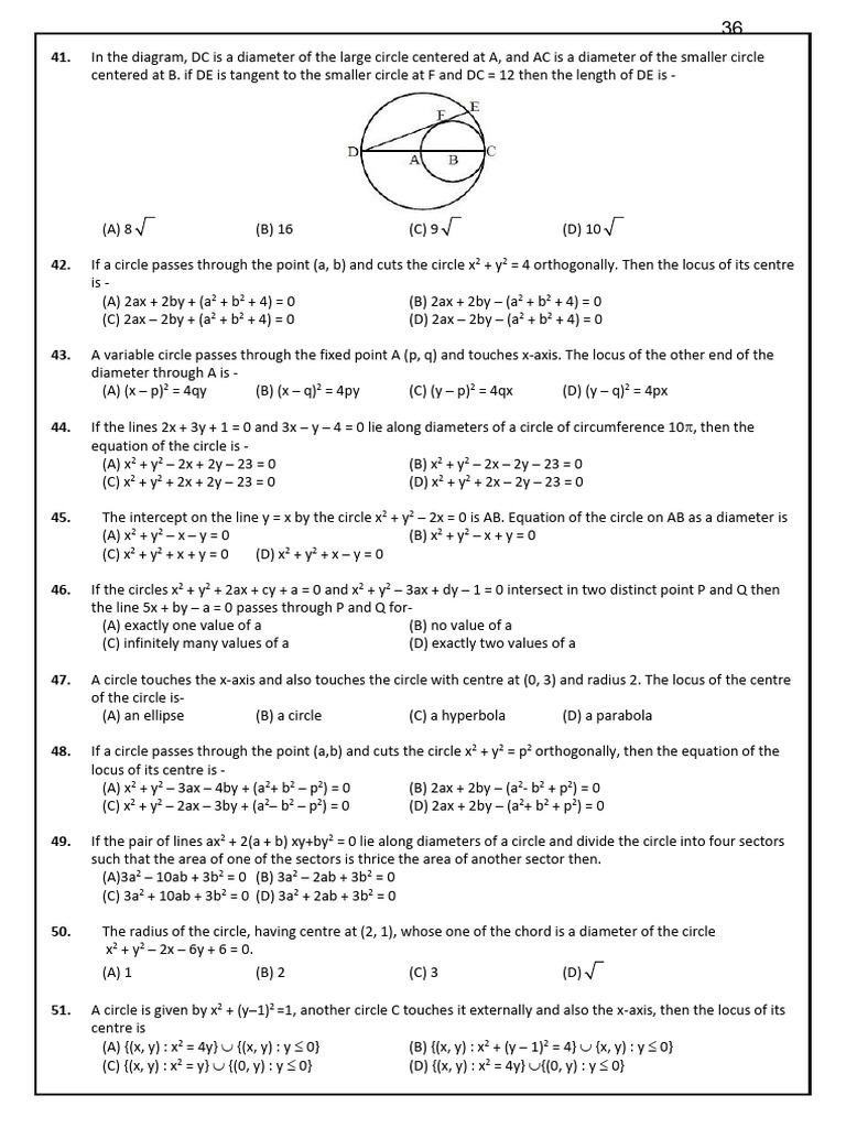 DPP 1209 Q 41 to 70 (Assignment Ex) | PDF | Circle | Elementary Geometry