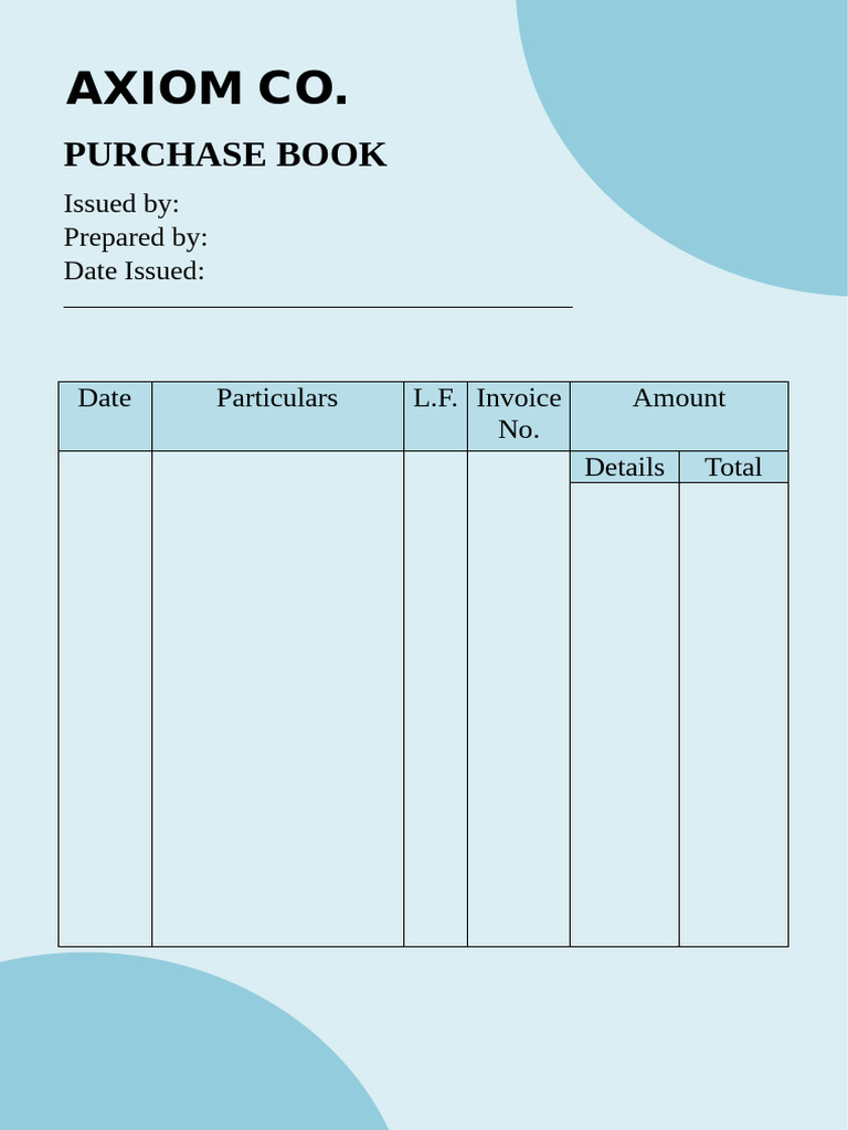 Axiom Co. Purchase Book Summary | PDF