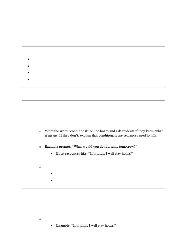 Conditionals - Lesson Plan | PDF | Syntax | Language Mechanics