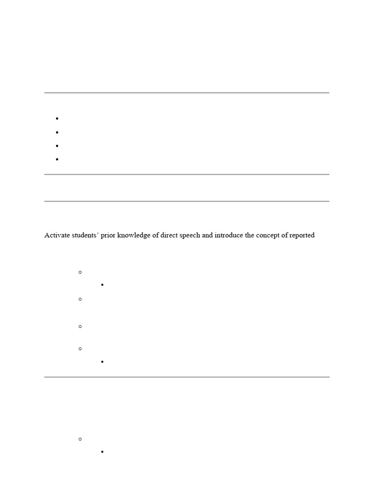 Reported Speech - Lesson Plan | PDF | Question | Grammar