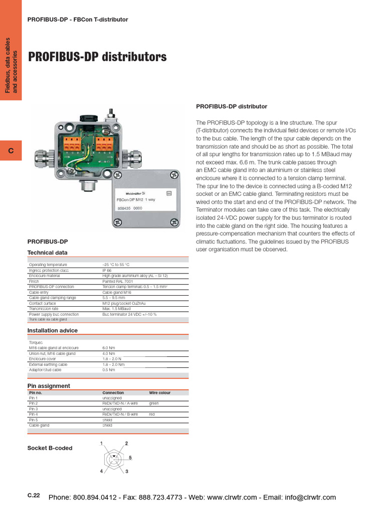 Weidmuller PROFIBUS DP Distributor | PDF | Electrical Engineering | Manufactured Goods