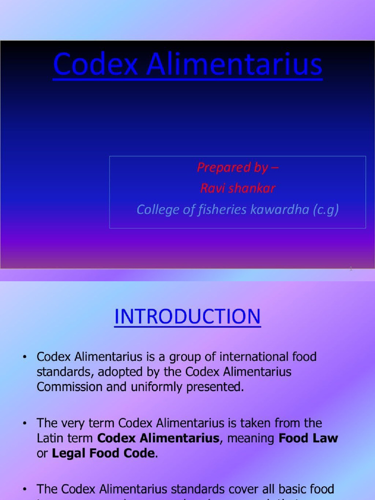 Codex Alimentarius | PDF