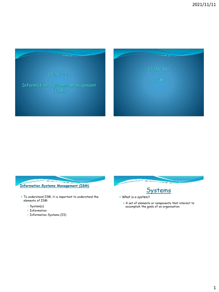 ISM - Combination of All Slides | PDF | Organizational Structure ...