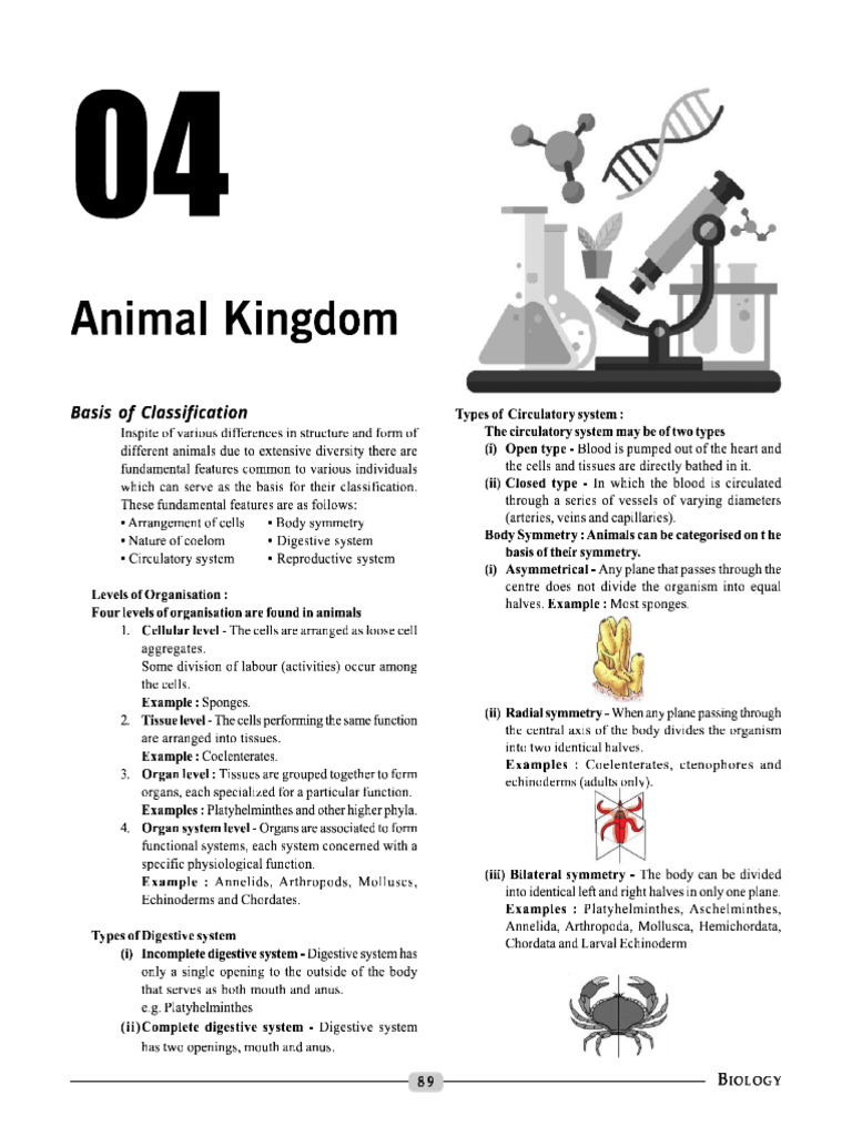 BIOLOGY - ANIMAL KINGDOM | PDF
