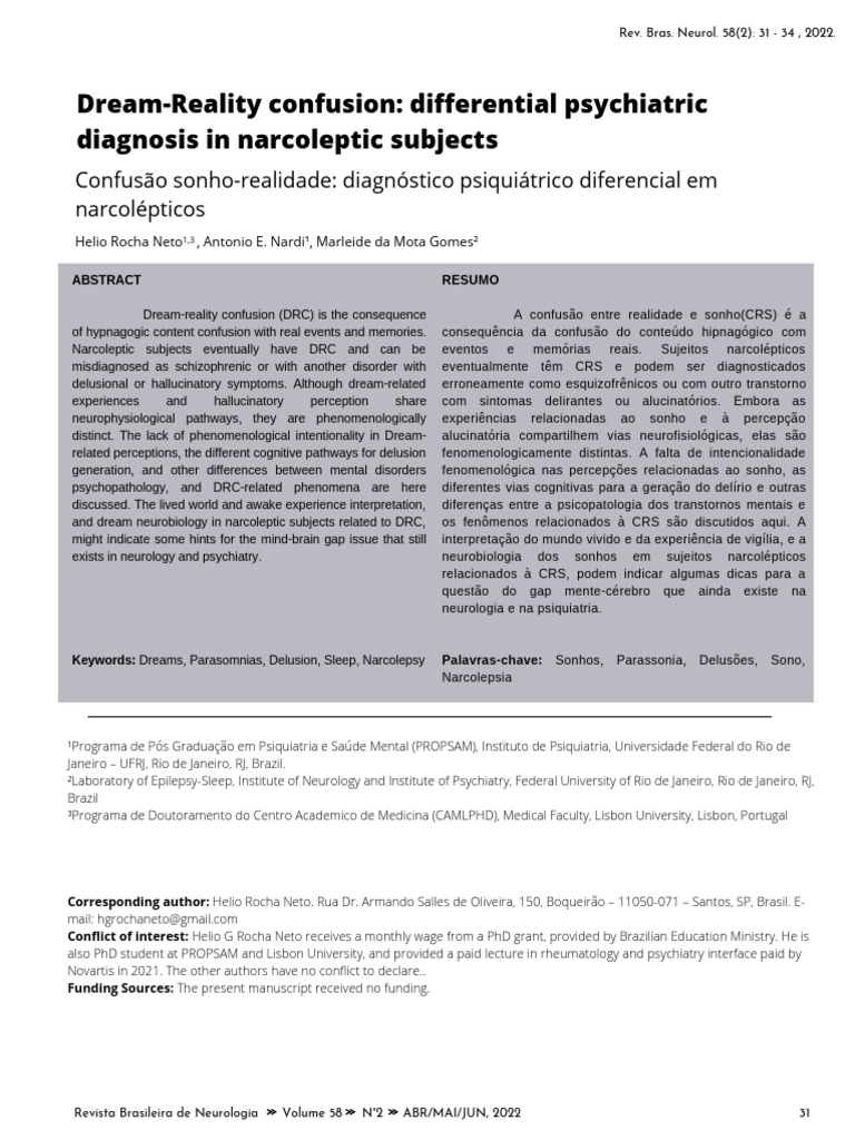 Dream Reality Confusion Differential Psy | PDF | Hallucination | Dream