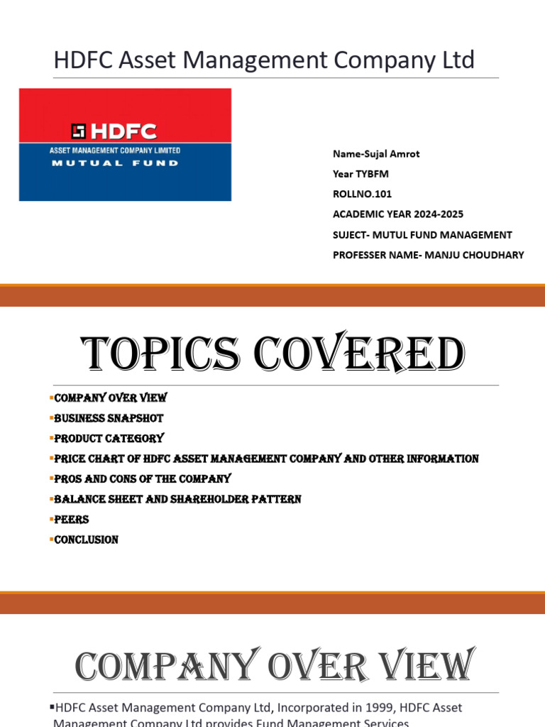 HDFC Asset Management Company Overview | PDF | Equity (Finance) | Dividend