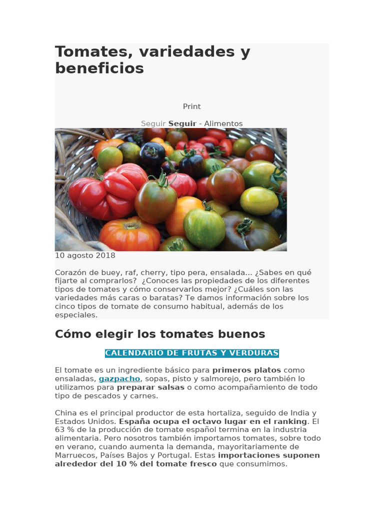 Variedades de Tomate para Gazpacho | PDF | Carne | Tomate