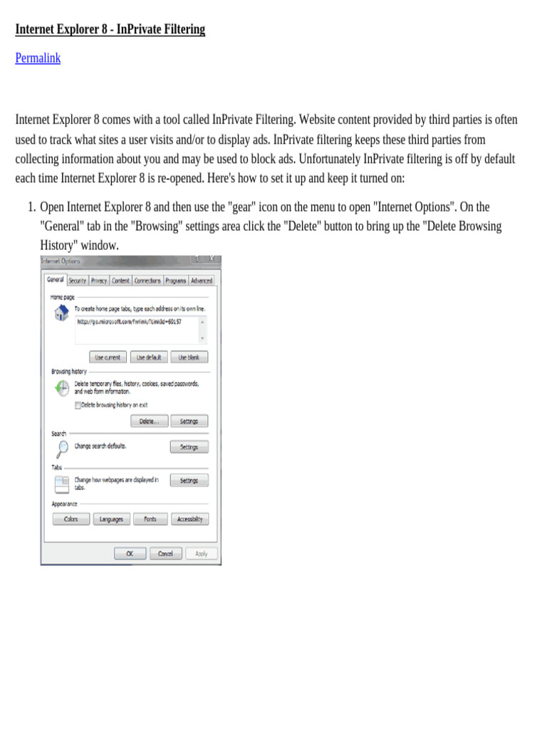 Internet Explorer 8 - InPrivate Filtering | PDF | Windows Registry ...