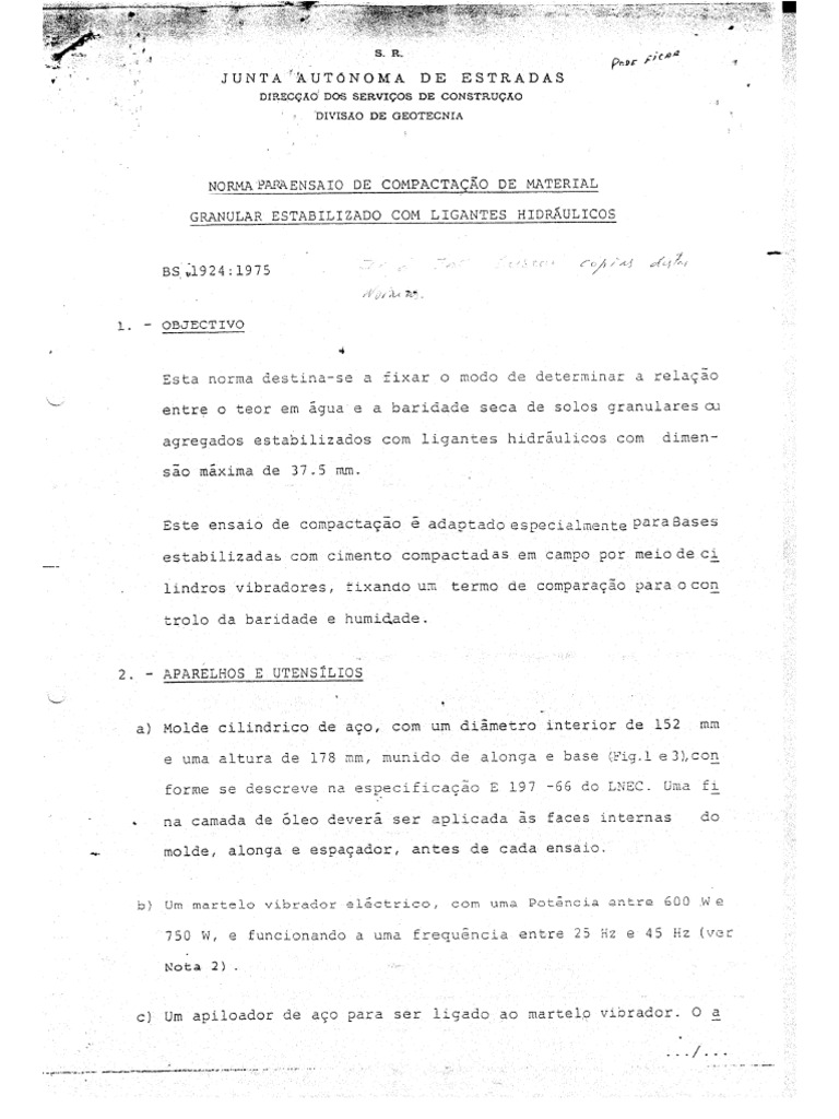 BS 1924 1975 - Ensaio de Compactação de Material Granular Estabilizado ...