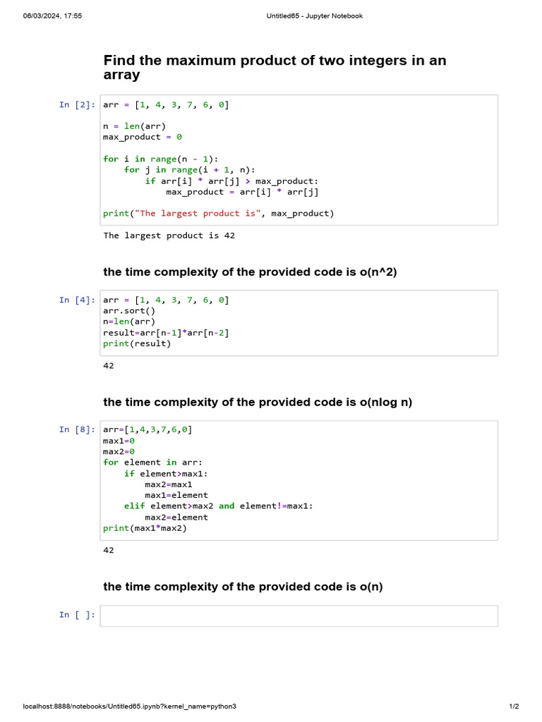 Find the maximum product of two integers in an array | PDF