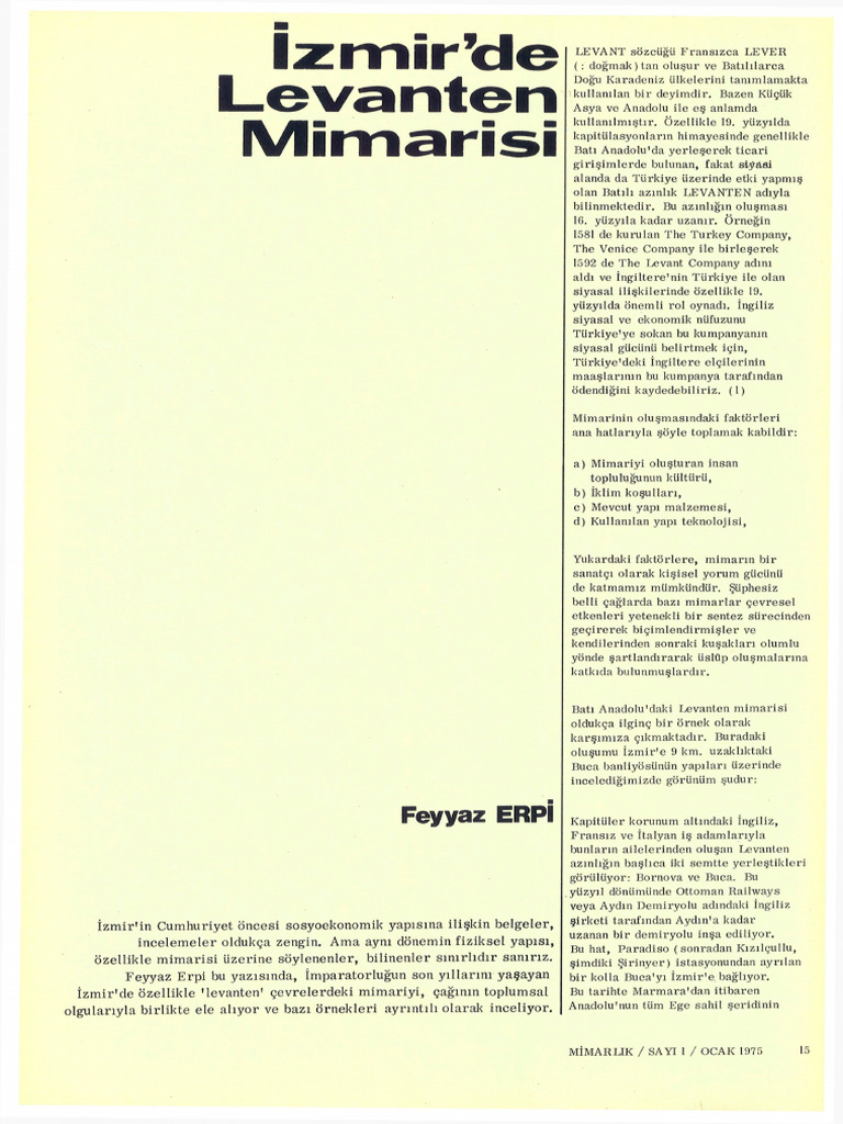 Mimarlik Dergisi - Izmir de Levanten Mimarisi - 7007 | PDF