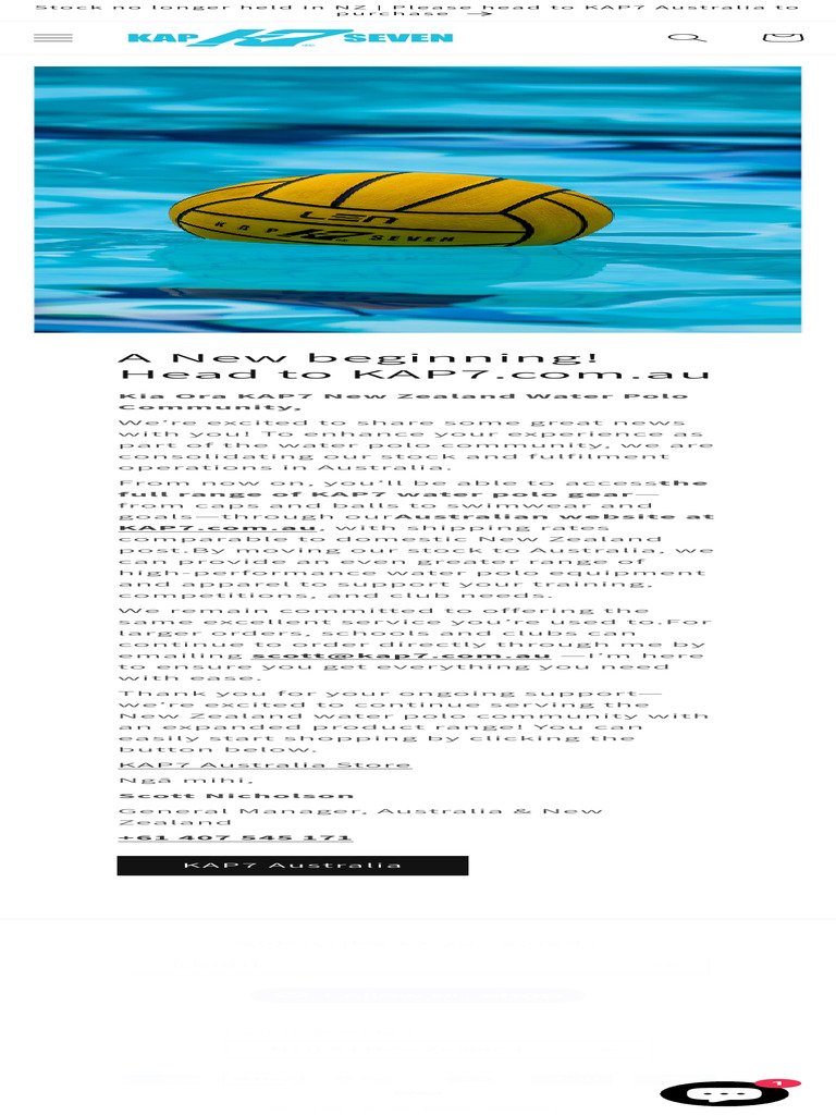 KAP7 New Zealand - Water Polo Balls and Equipment | PDF