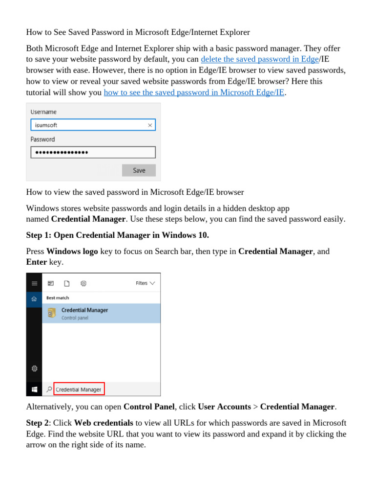 How To See Saved Password in Microsoft Edge | PDF