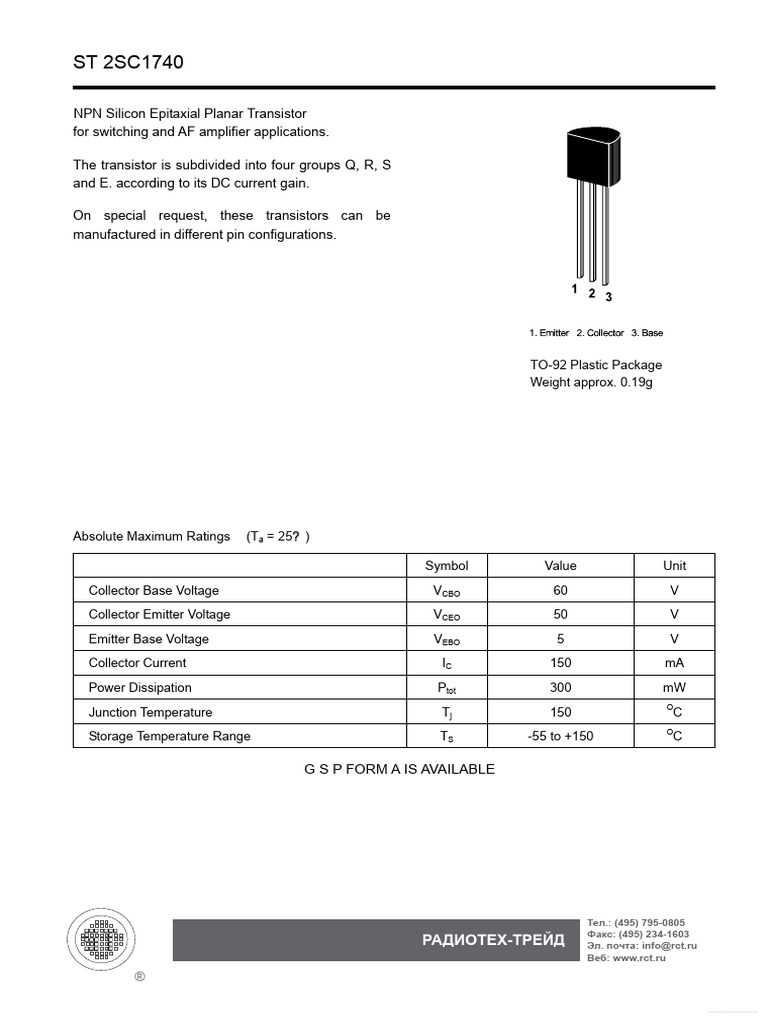 2SC1740 Semtech | PDF | Bipolar Junction Transistor | Transistor
