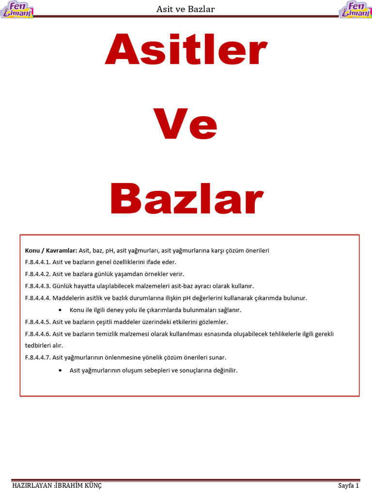 8s4ü4b Asit Ve Bazlar | PDF