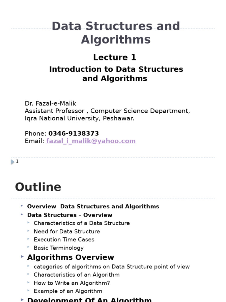 Dsa Lecture 01 Pdf Algorithms Data Structure 3505