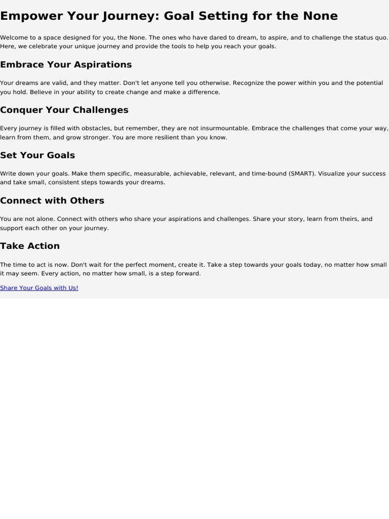 Empower Your Journey: Goal Setting Guide | PDF