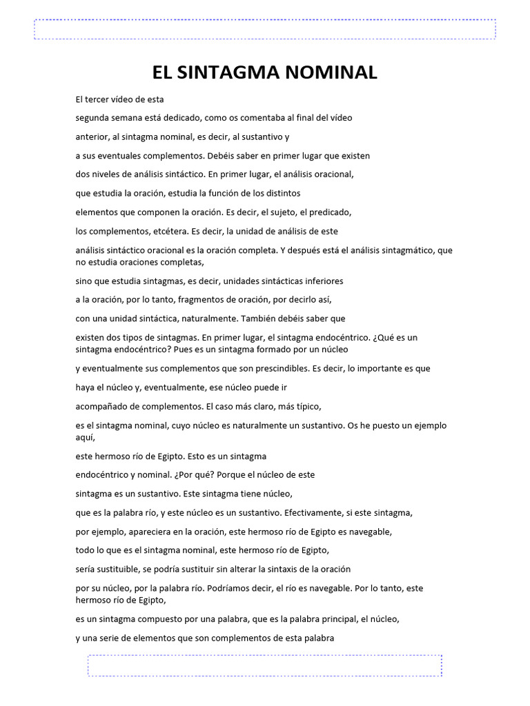 Análisis del Sintagma Nominal | PDF | Adjetivo | Oración (Lingüística)