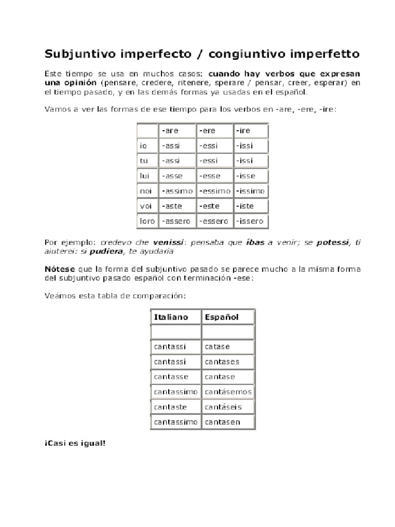 Subjuntivo Imperfecto | PDF