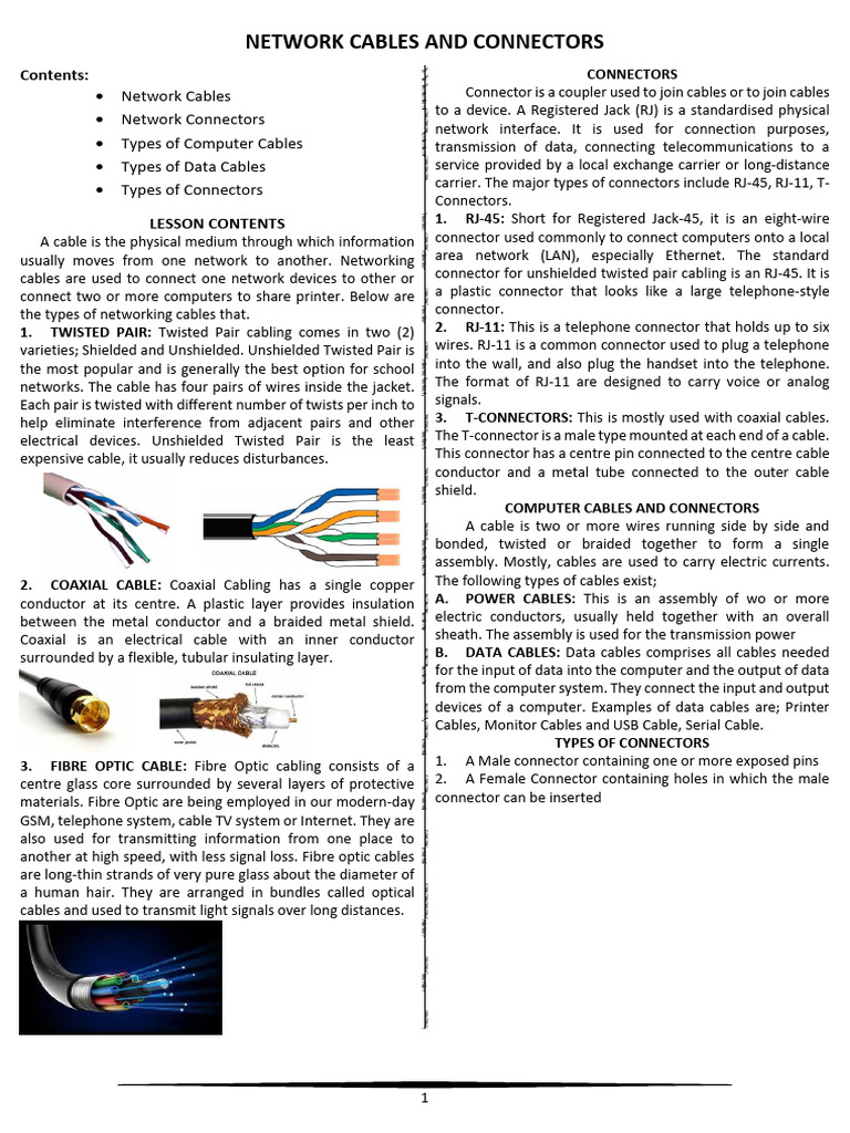 3104_Network Cables and Connectors | PDF | Electrical Connector ...