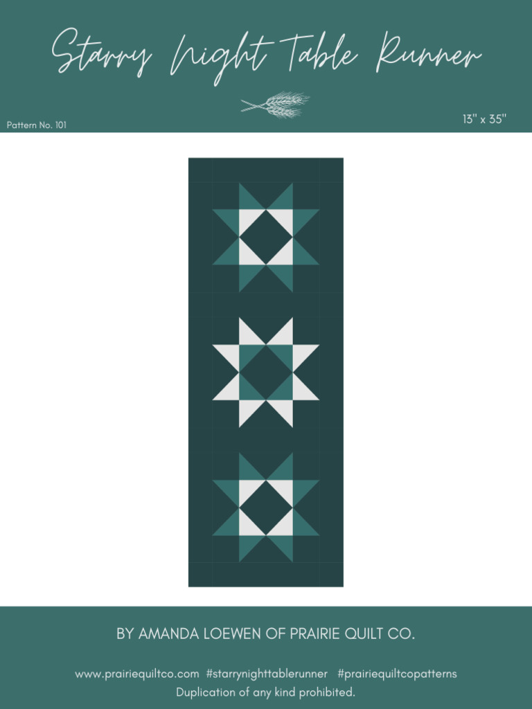 Starry Night Table Runner | PDF | Seam (Sewing) | Quilt