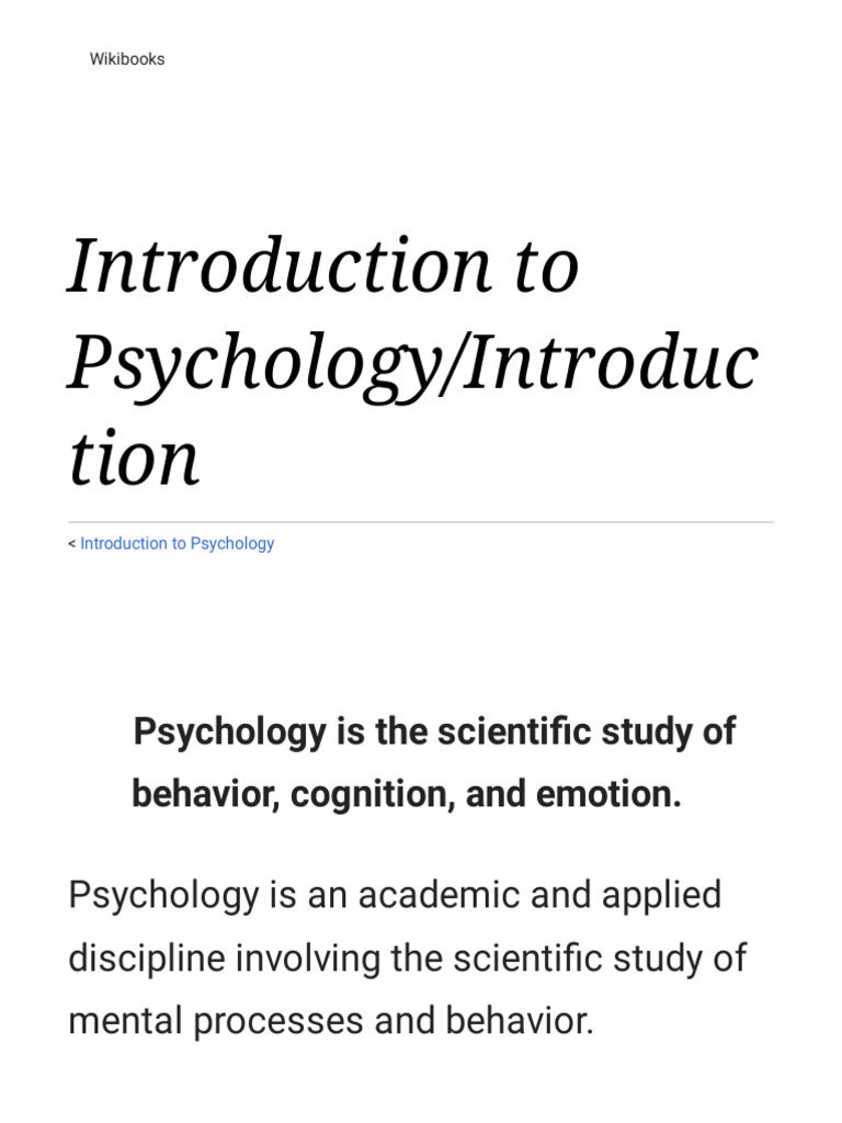 Introduction To Psychology - Introduction - Wikibooks, Open Books For ...