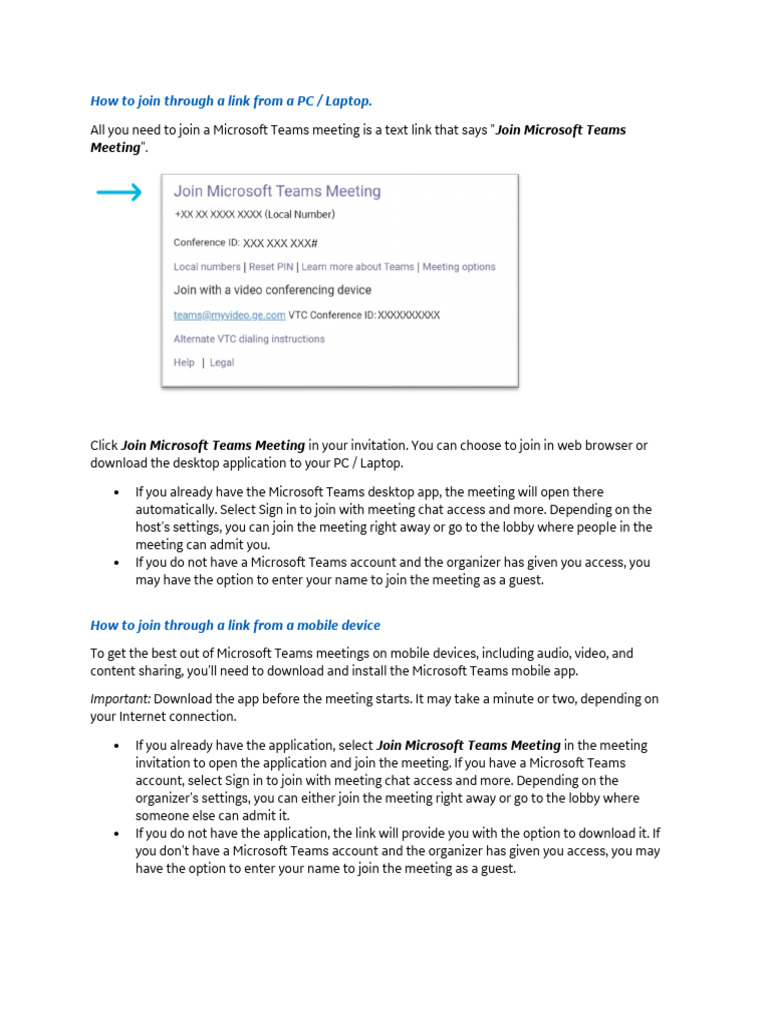 Instructions - Microsoft Teams | PDF