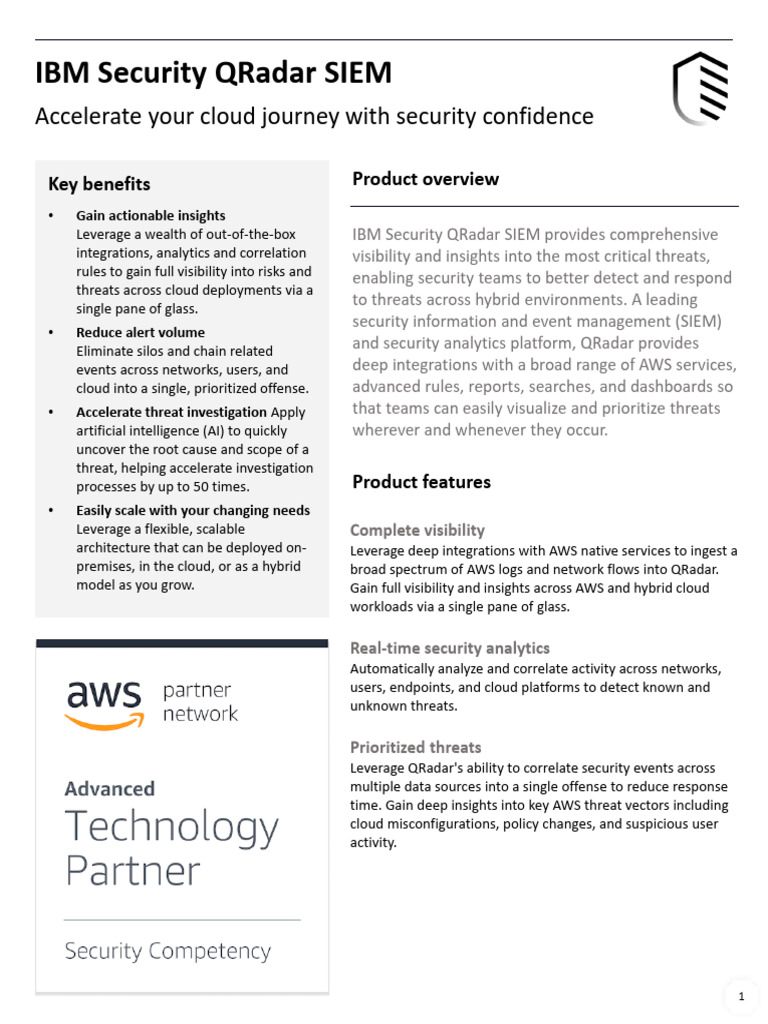 AWSMP Datasheet QradarV2 | PDF | Cloud Computing | Amazon Web Services