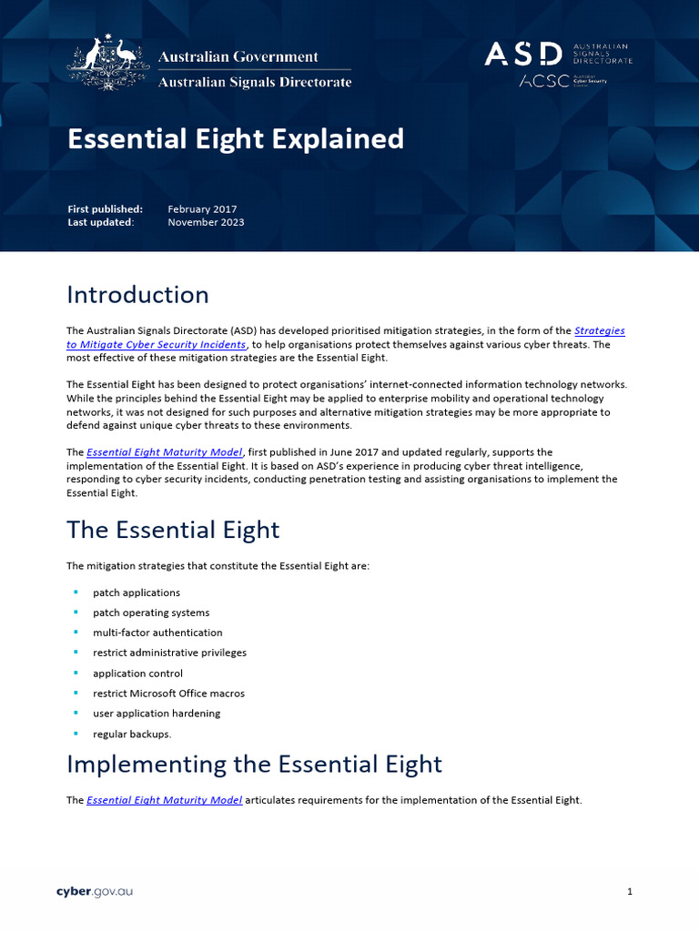 PROTECT - Essential Eight Explained (November 2023) | PDF | Computer ...
