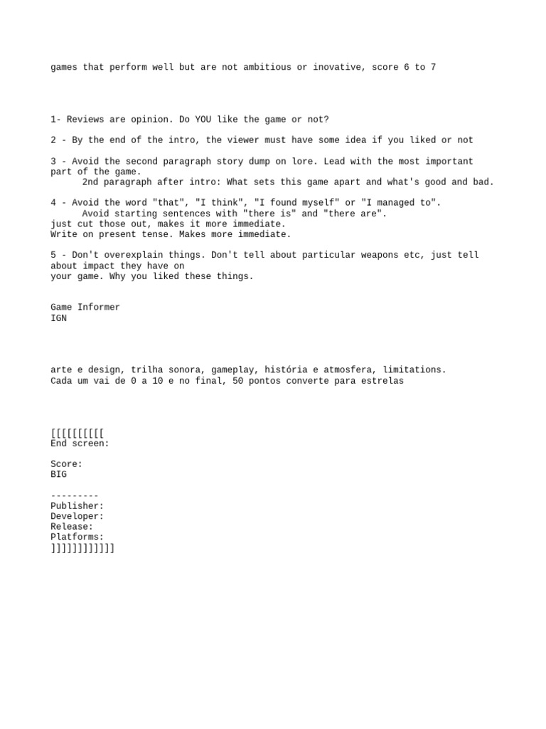 Game Review Writing Tips | PDF