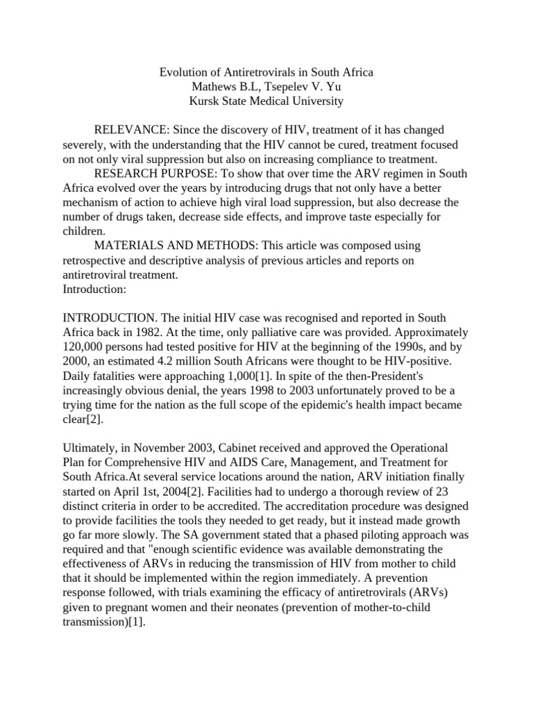 South Africa's ARV Evolution | PDF | Management Of Hiv/Aids | Hiv/Aids