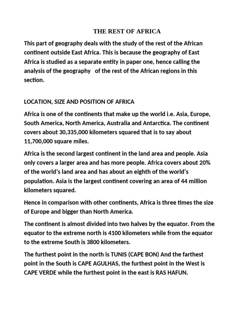 Geography of Africa: Regions and Relief | PDF | Agriculture | Savanna