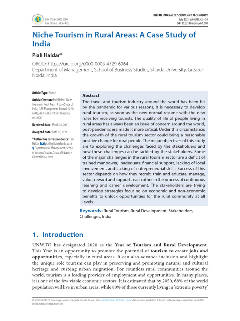 Niche Tourism Development in Rural India | PDF | Cost Of Living | Tourism