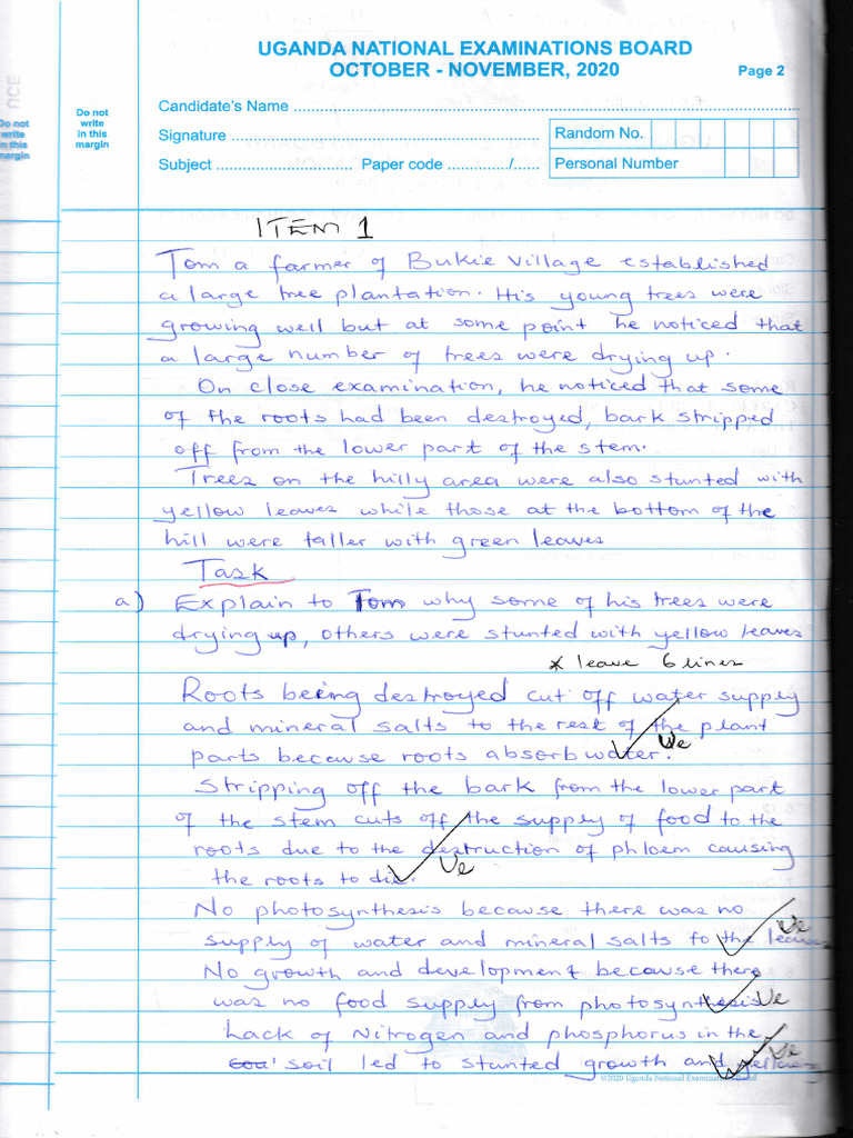 S3 Bio Examination Paper 2020 | PDF