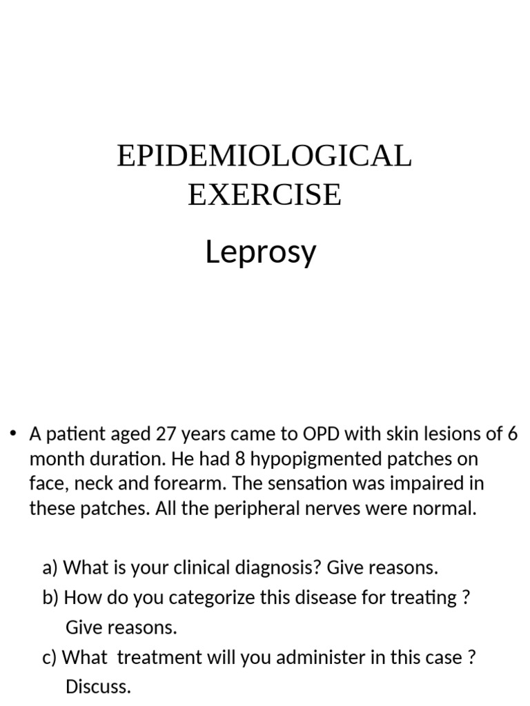 Epi Exercise - Leprosy | PDF