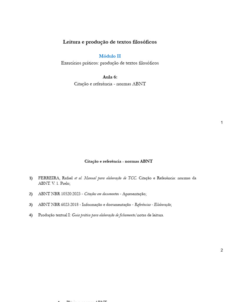 Slides Da Aula 6 - Citação e Refrência ABNT | PDF | Plágio | Citação
