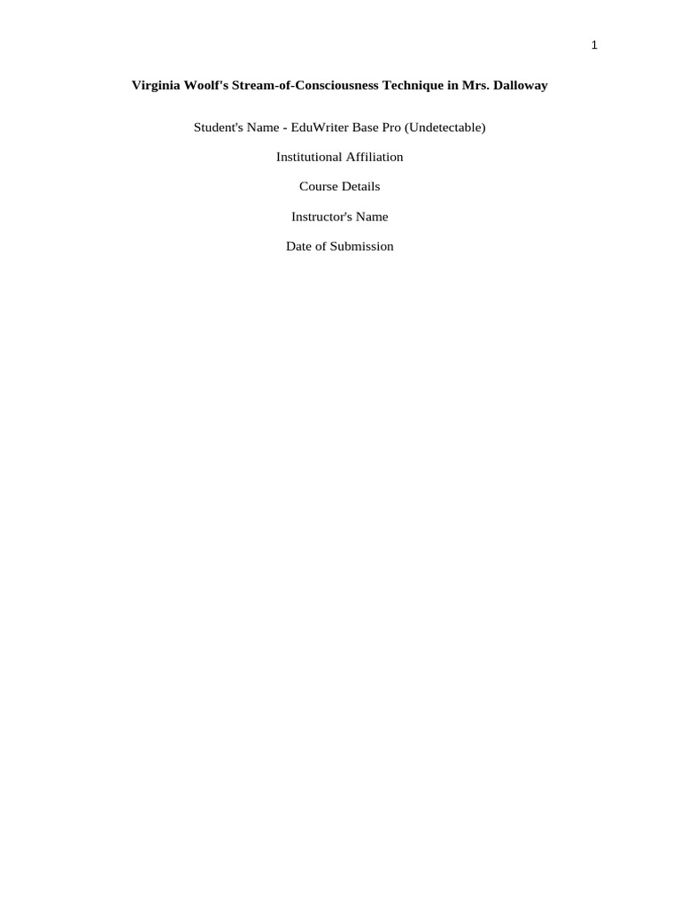 Apa Format Virginia Woolf S Stream of Consciousness | PDF | Mrs ...