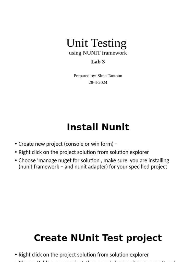 Lab 2 NUNIT | PDF