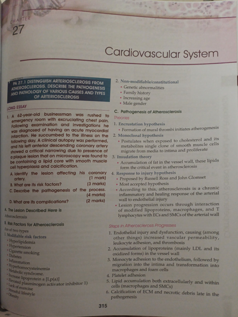 Cvs Pathology Notes | PDF | Atherosclerosis | Atheroma
