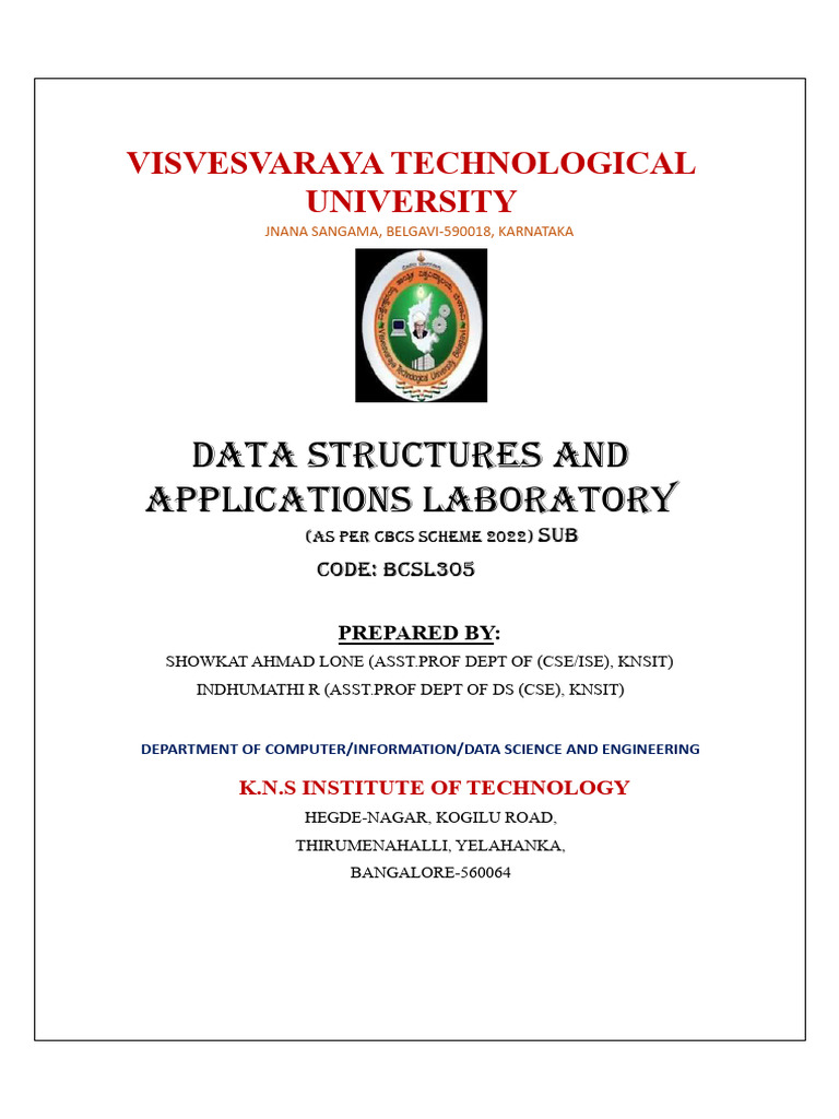 DSA LAB (3RD SEM) MANUAL(NEW EDITED) | PDF | Queue (Abstract Data Type) | Algorithms And Data ...