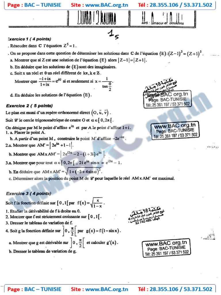 Devoir de Synthese Lycee Pilote Sfax Classes Mme Fakhfakh | PDF