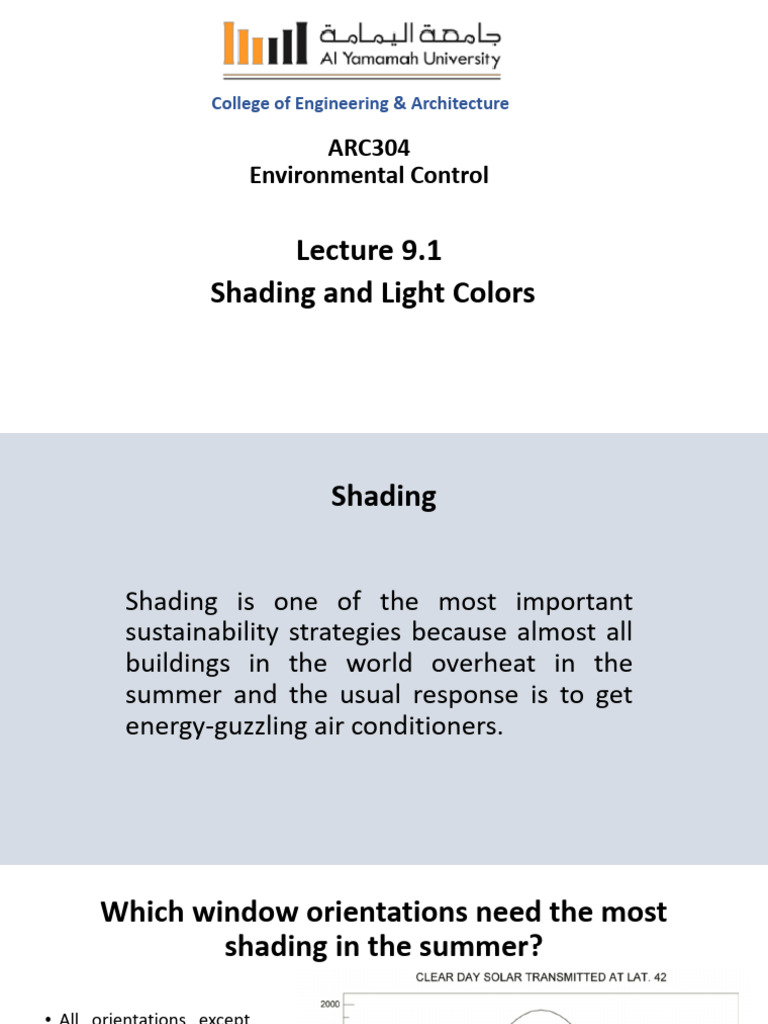 Lecture 9 1 Shading And Light Colors Pdf Window Sun