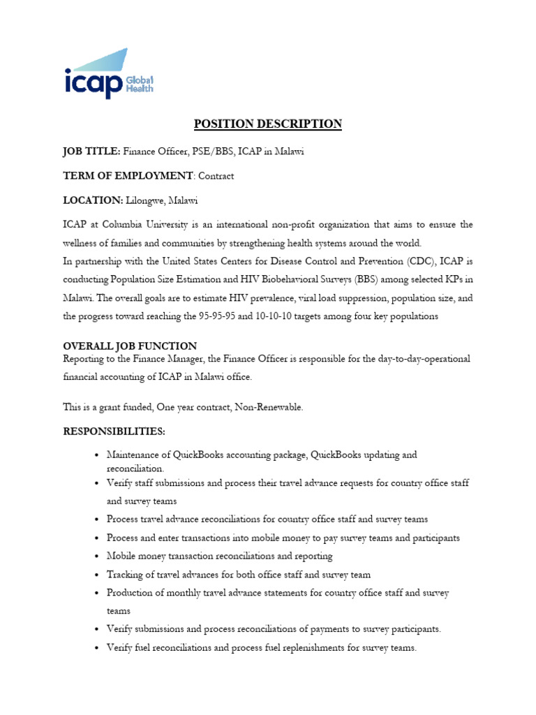 Finance Officer JD_Advert | PDF | Accounting | Regulatory Compliance