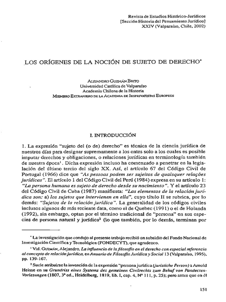 Alejandro Guzmán Brito. Los Orígenes de La Noción de Sujeto de Derecho ...